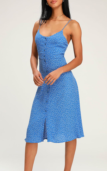 Rolla's Midsummer Mini Blue Tulip Print Midi Dress - BestFashionHQ.com